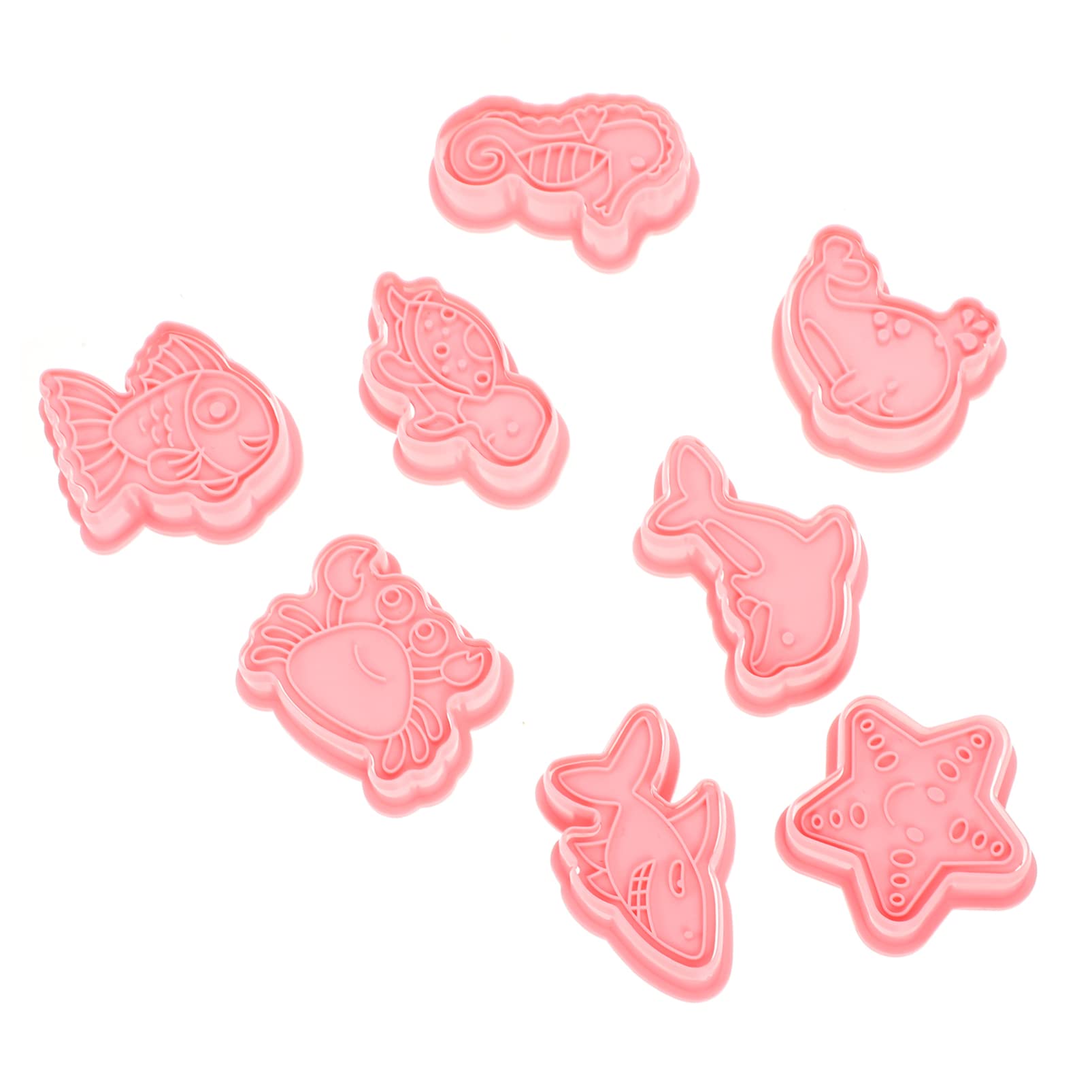 Hemoton 32 Pcs Animal Cookie Cutters Stamped Cookie Mold Silicone Baking Mold Cake Mold Kids Stampers Blank Wooden Craft Plaques Candy Gummy Dolphin 3d Pink Biscuit