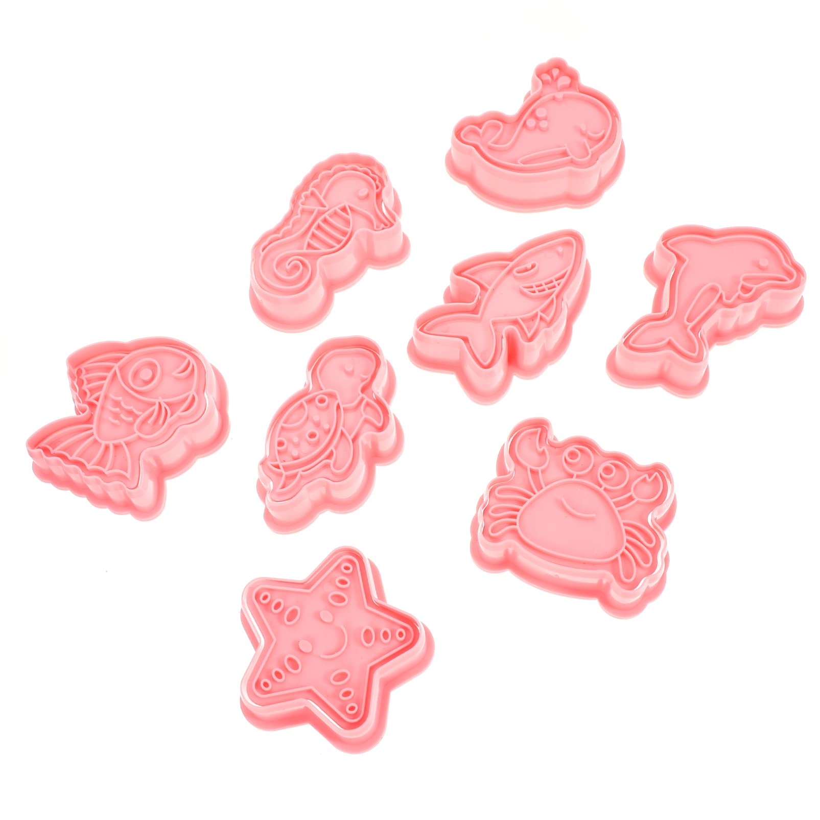 Hemoton 32 Pcs Animal Cookie Cutters Stamped Cookie Mold Silicone Baking Mold Cake Mold Kids Stampers Blank Wooden Craft Plaques Candy Gummy Dolphin 3d Pink Biscuit