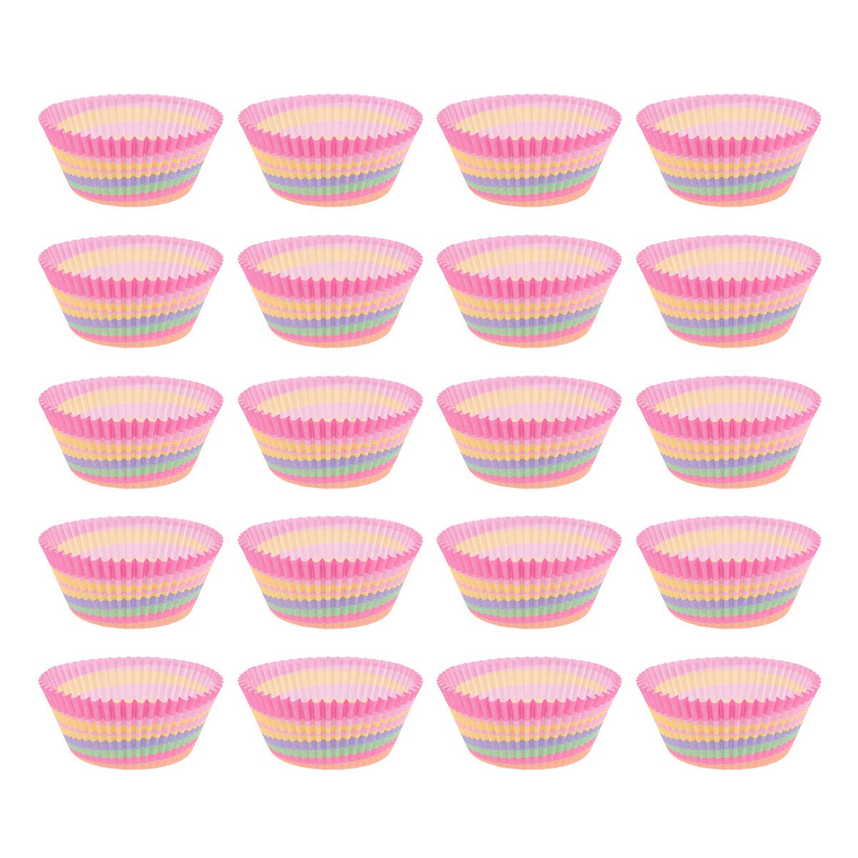 NUOBESTY 100pcs Cupcake Liners Rainbow Greaseproof Oil Proof Cupcake Wrappers Cake Cups Dessert Wraps for Birthday Party Baby Shower