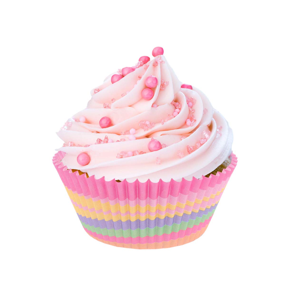 NUOBESTY 100pcs Cupcake Liners Rainbow Greaseproof Oil Proof Cupcake Wrappers Cake Cups Dessert Wraps for Birthday Party Baby Shower