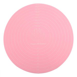 pink silicone baking mat with measurements non slip reusable heat resistant round design,pastry baking mats for kneading,baking,cooking,dough rolling,shaping bread rolls(11.81 x 11.81 x 0.04 inch)