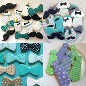 Little Man Themed Cookie Cutter Set Stainless Steel Mustache Bow Tie Neck Onesie Rattle Baby Bottle Photo Plaques Dough Fondant Biscuit Molds for Baby Shower