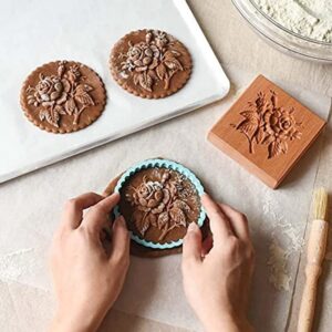 Wooden Cookie Biscuit Mold Baking Embossing Cookies Stamp Mold Cutter Funny 3D Baking Mold Embossing Craft Decorating Suitable for Festival Wedding Party Kitchen DIY Baking Tools