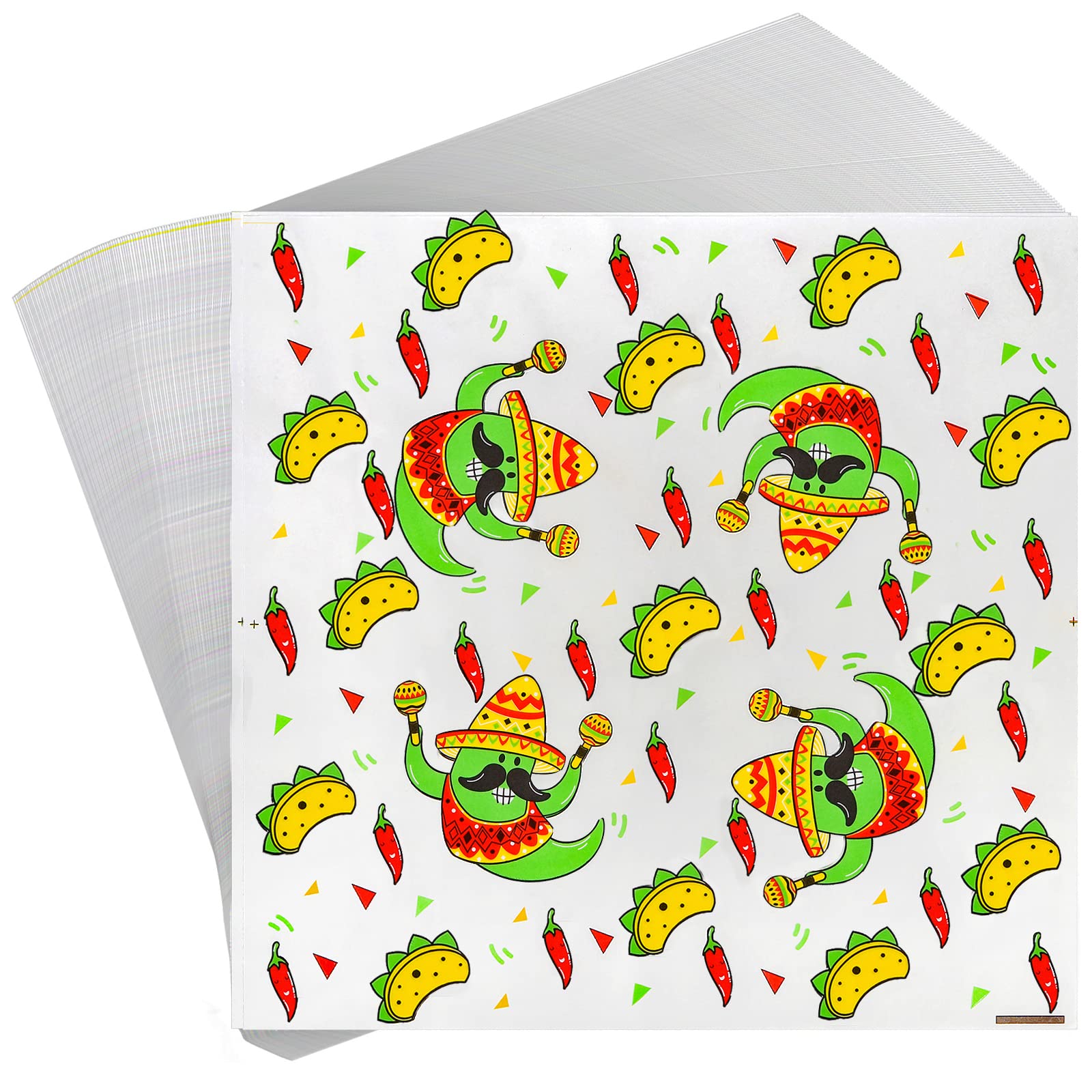 Frcctre 1000 Pack 12 x 12 Inches Dry Waxed Deli Paper Sheets, Sandwich Wrapping Paper Wax Paper Food Basket Liners Mexican Themed Grease Resistant Deli Paper for Wrapping Bread Sandwich Hamburger