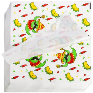 Frcctre 1000 Pack 12 x 12 Inches Dry Waxed Deli Paper Sheets, Sandwich Wrapping Paper Wax Paper Food Basket Liners Mexican Themed Grease Resistant Deli Paper for Wrapping Bread Sandwich Hamburger