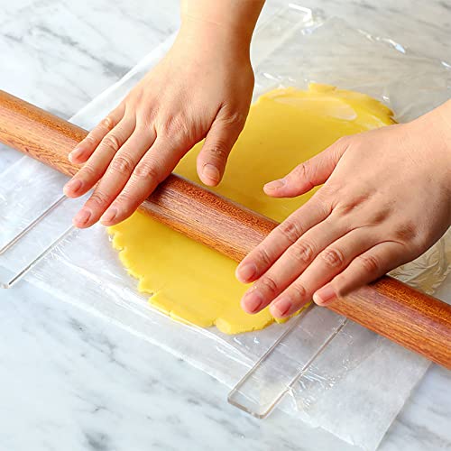 2pcs Rolling Pin Guide Sticks Set Dough Rolling Strips for Measuring Dough, Measuring Dough Balance Thickness Ruler for Baking Christmas Fondant Cookies (3mm)