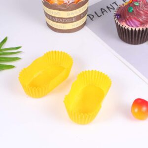 1000pcs Oval Cake Paper Cups Boat Shape Paper Tray Cake Cup Bread Baking Cups Grease Proof Cupcake Liners for Cake Balls Muffins Cupcakes Yellow