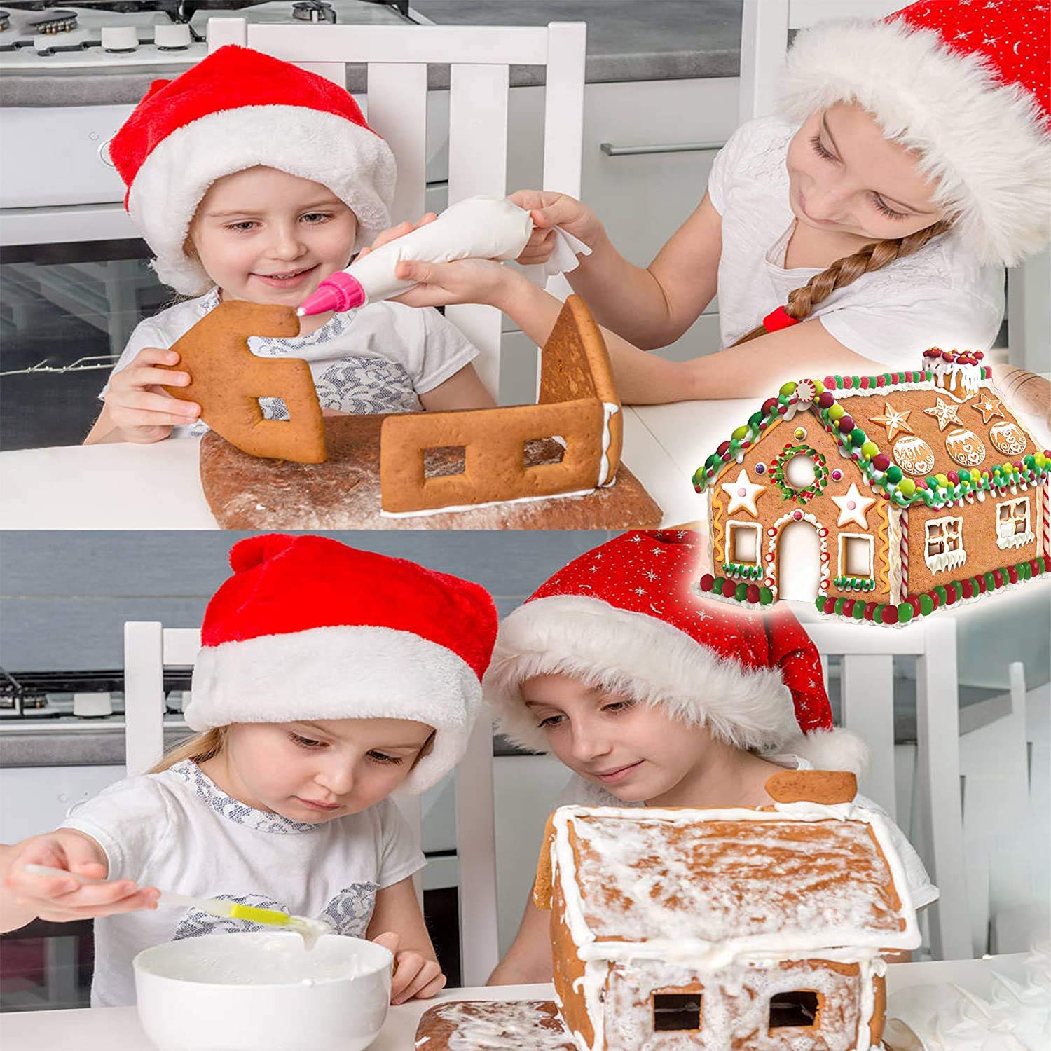 18pcs 3D Creative Christmas Cookie Cutters Set Gingerbread House Chocolate House Cutter Kit Biscuit Cake Bakeware Santa Elk Festival Xmas DIY 3D Type Cracker Cookie Mold