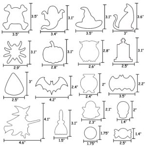 18PCS Halloween Cookie Cutters - Pumpkin,Witch,Bat,Ghost,Cat,Tombstone,Spider, Skull,Candy Corn, Owl,Hat,Cauldron,Broom Party Supplies