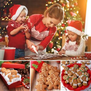 Gingerbread Man Cookie Cutters Set, 3 PCS Gingerbread Man Biscut Cutters Set Stainless Steel Christmas Cookie Cutters with Red Environmental PVC - 5.3/4.5/3.5IN