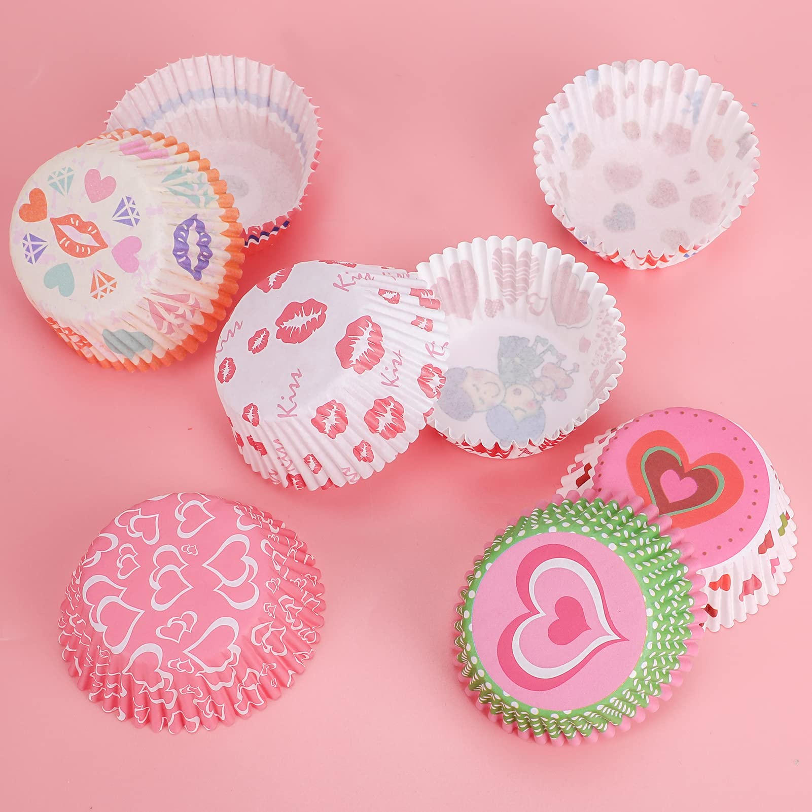 Zayvor 200ct Valentine Cupcake Liners,Valentines Baking Cups,Heart Cupcake Wrappers Disposable Nonstick Muffin Cups Cake Table Decorations Accessories, Home Kitchen Weeding Valentine’s Day Supplies