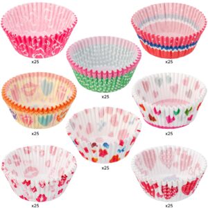 Zayvor 200ct Valentine Cupcake Liners,Valentines Baking Cups,Heart Cupcake Wrappers Disposable Nonstick Muffin Cups Cake Table Decorations Accessories, Home Kitchen Weeding Valentine’s Day Supplies