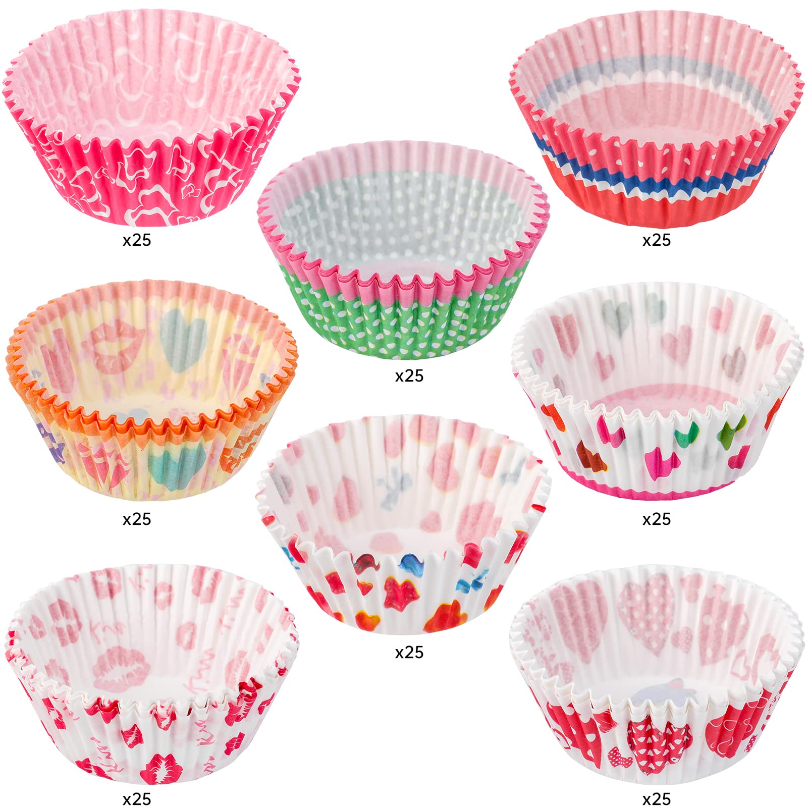 Zayvor 200ct Valentine Cupcake Liners,Valentines Baking Cups,Heart Cupcake Wrappers Disposable Nonstick Muffin Cups Cake Table Decorations Accessories, Home Kitchen Weeding Valentine’s Day Supplies