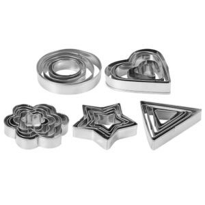 5 Set Cookie Cutters Set, Stainless Steel Pastry Fruit DIY Mold Star Roundcookie Cutters Set for Kitchen Baking Mold Tool