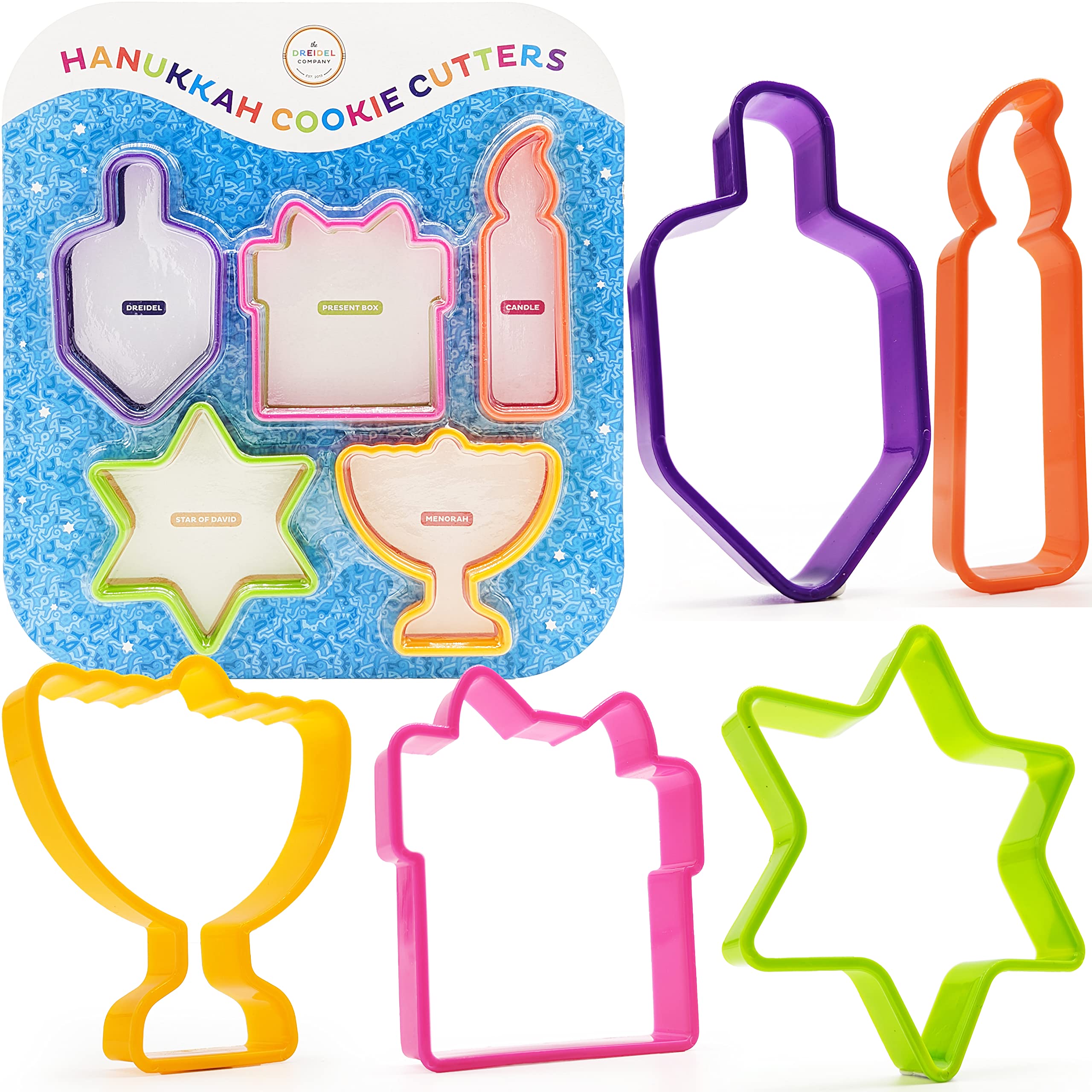 Hanukkah Shaped Cookie Cutters, Five Hanukkah Shaped Cookie Cutters - Menorah, Dreidel, Maccabee, Star of David, Maccabee Shield (Single)