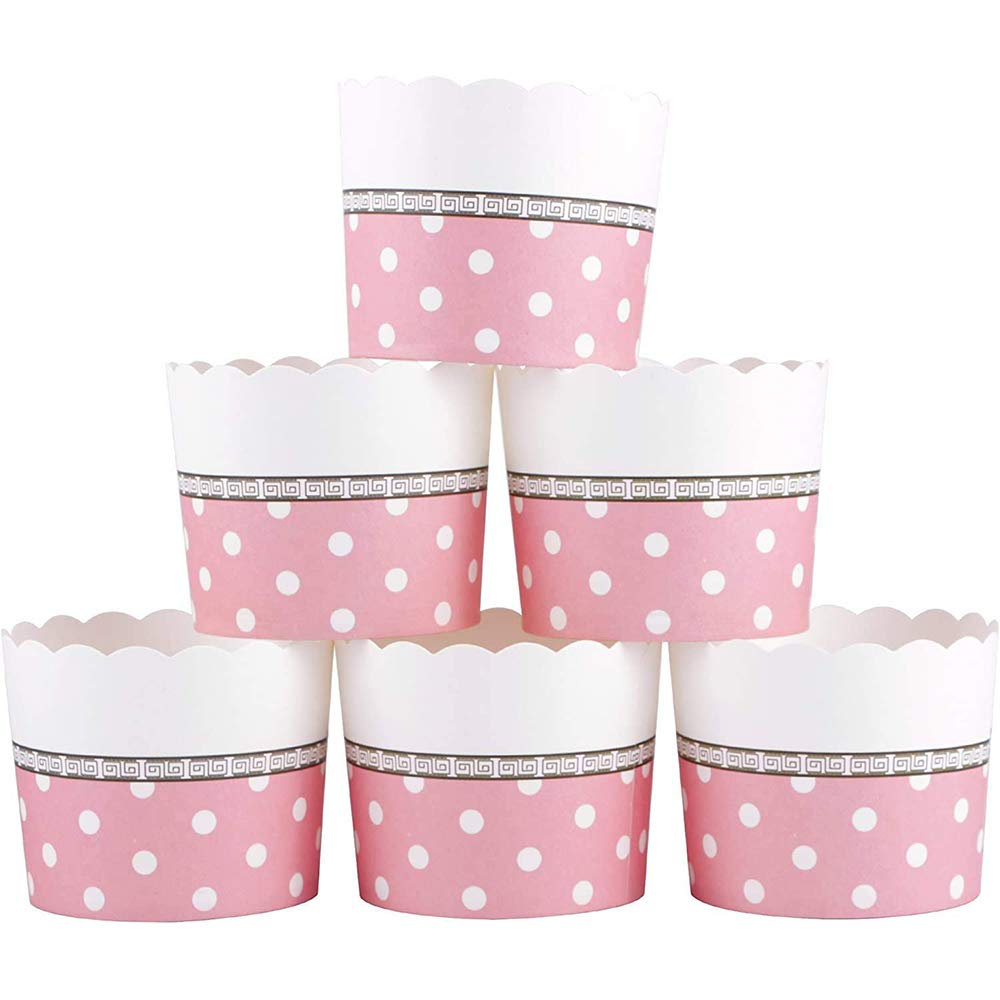 Webake Large Paper Baking Cups, 6oz Cupcake Muffin Cases Jumbo Cupcake Liners, Set of 25 Pink Cupcake Liners for Valentine's Day, Wedding