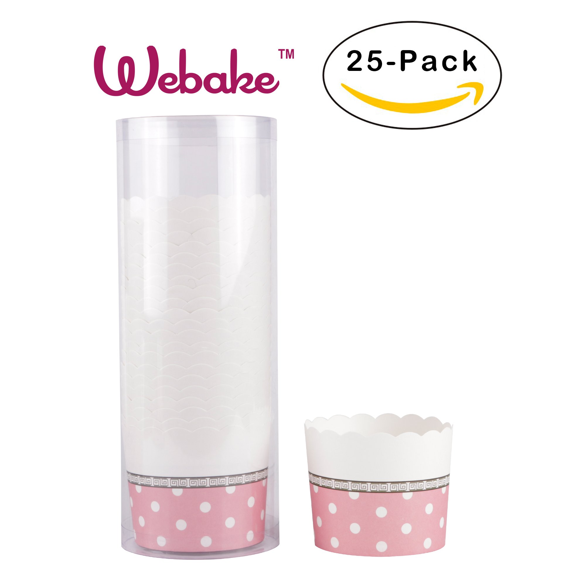 Webake Large Paper Baking Cups, 6oz Cupcake Muffin Cases Jumbo Cupcake Liners, Set of 25 Pink Cupcake Liners for Valentine's Day, Wedding