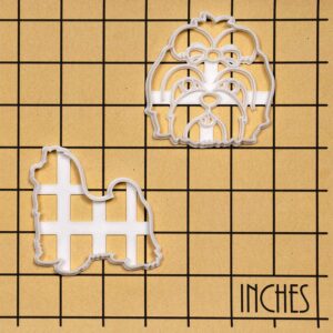 Set of 2 Shih Tzu cookie cutters (Designs: Body & Face), 2 pieces - Bakerlogy