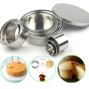 MELOP Round 12PCS/Set Biscuit Cutter Cookie Cutter, Stainless Steel Pastry Donut Doughnut Cutter Set Round Circle Ring Baking Molds with Tin Box for Storage