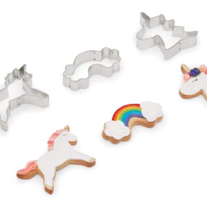 Fox Run Unicorn and Rainbow Cookie Cutters, Set of 3, Stainless Steel