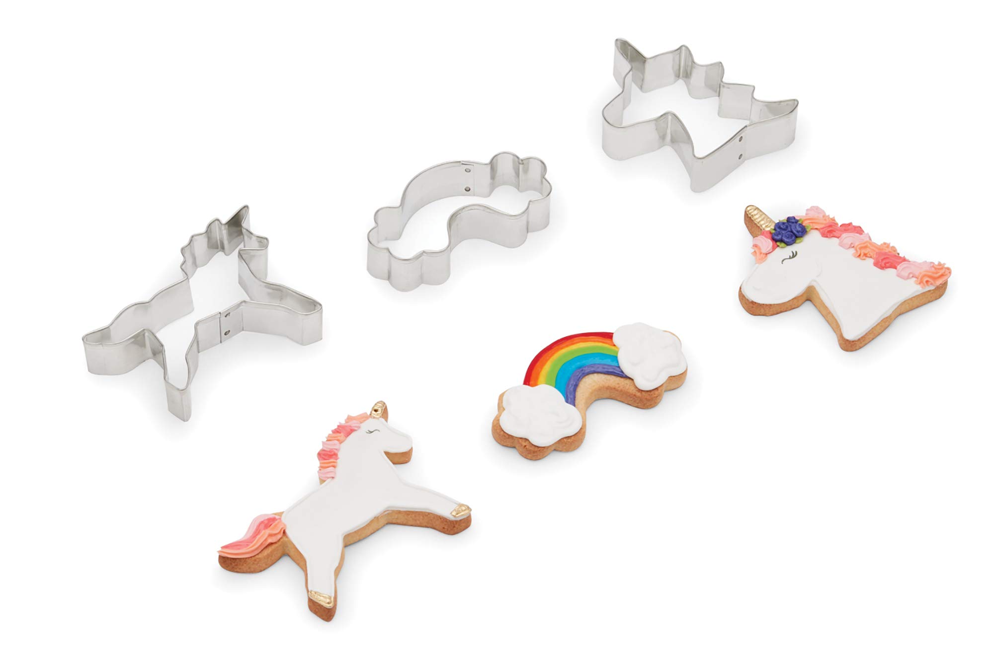 Fox Run Unicorn and Rainbow Cookie Cutters, Set of 3, Stainless Steel