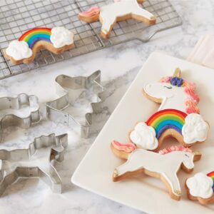 Fox Run Unicorn and Rainbow Cookie Cutters, Set of 3, Stainless Steel