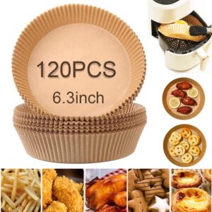 120pcs air fryer disposable paper liners,6.3inch fda certificate air fryer paper ,oil-proof non-stick air fryer parchment paper liners round,baking cooking unbleached paper liner.