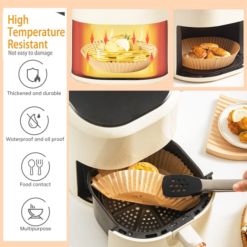 120pcs Air Fryer Disposable Paper Liners,6.3inch FDA Certificate Air Fryer paper ,Oil-proof Non-stick Air Fryer Parchment Paper Liners Round,Baking Cooking Unbleached Paper Liner.