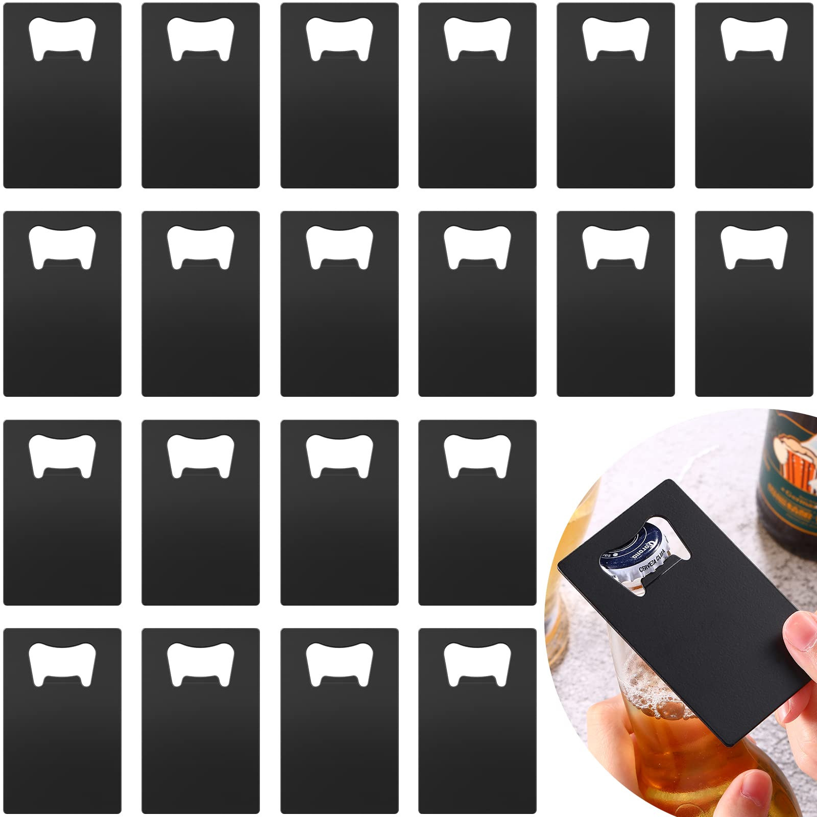 40 Pieces Credit Card Bottle Opener Poker Groomsmen Wallet Bottle Opener Stainless Steel Beer Bottle Opener for Wallet and Pocket, Can Be Carved for DIY Wedding Favor Groomsmen Gift (Black)