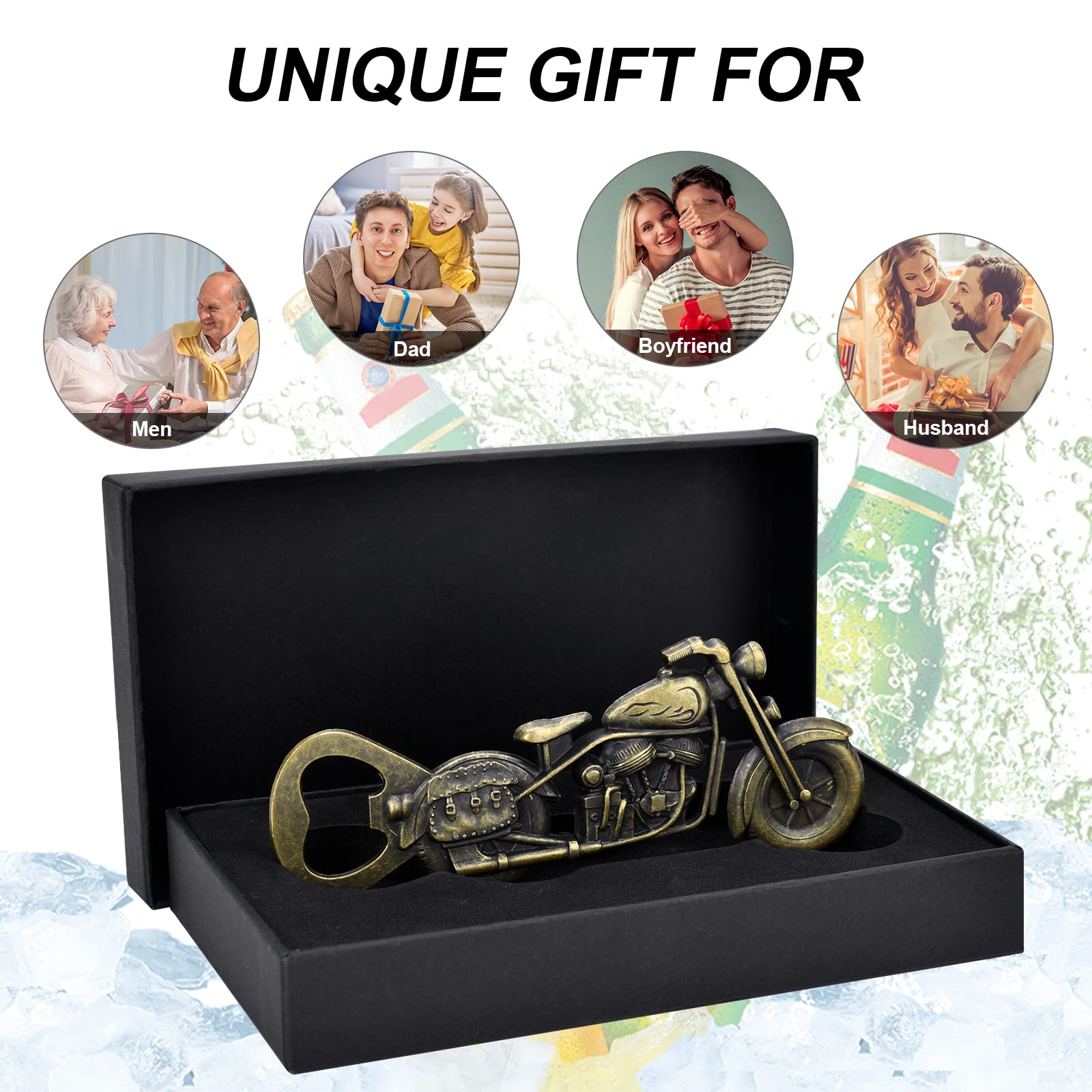 OEAGO Gifts for Men Dad Fathers Day from Daughter Son Wife Motorcycle Bottle Opener Unique Birthday Gifts for Him Husband Grandfather Bronze Beer for Bar Party