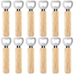 12pcs wood bottle openers, bartender bottle openers, engravable beer bottle openers, cider, soft drinks bottle opener for home, bar or restaurant-wood handle handheld