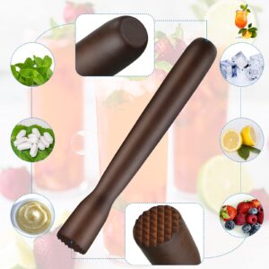 Wooden Cocktail Muddler Drinks Muddler Bar Muddler and 12 Inches Spiral Mixing Spoon Stainless Steel Shaker Spiral Spoon for Making Cocktails Drinks Juice (Brown)