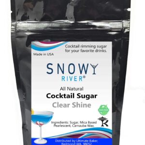 Snowy River Clear Cocktail Sugar - Kosher Certified Naturally Clear Cocktail Rimmer (4oz, Medium Crystal)