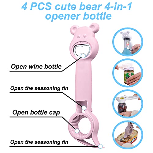 5 Pcs Bottle Opener come with Storage Box, 4 in 1 Multi Function Can Opener Bottle for Wine, Beer, Jars, Use Bottle Opener Tool can Protect the Nail for Arthritic Sufferers, Seniors, Children, Elderly