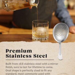 KITESSENSU Julep Strainer, Easy to Hold Stainless Steel Bar Strainer Cocktail, Cocktail Strainer Bar Tools for Professional Bartenders, Silver