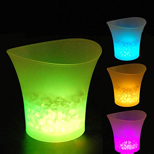 5L Glowing LED Ice Bucket 7-Color Champagne Wine Drinks Beer Ice Cooler for Restaurant Bars Nightclubs KTV Pub Party