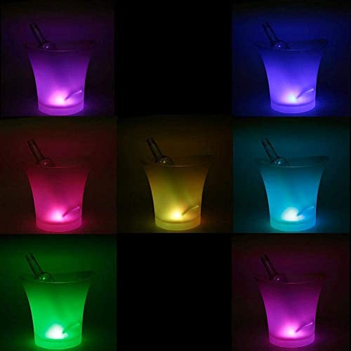 5L Glowing LED Ice Bucket 7-Color Champagne Wine Drinks Beer Ice Cooler for Restaurant Bars Nightclubs KTV Pub Party