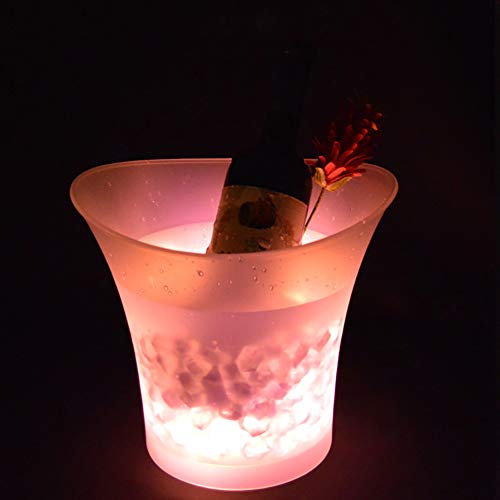 5L Glowing LED Ice Bucket 7-Color Champagne Wine Drinks Beer Ice Cooler for Restaurant Bars Nightclubs KTV Pub Party