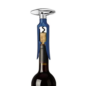 true twister: easy corkscrew turn key bar accessory wine bottle opener, set of 1, blue