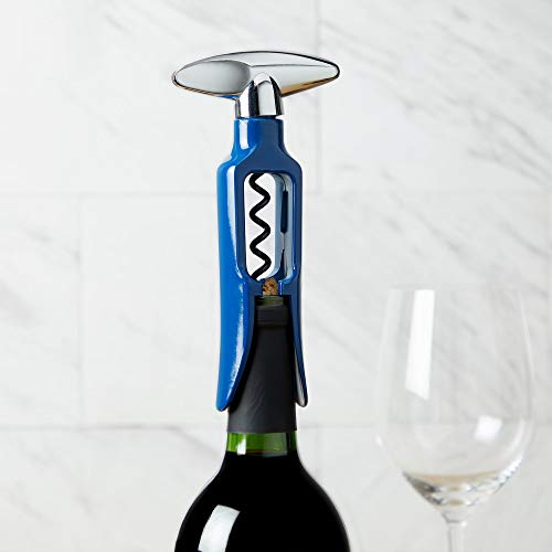 True Twister: Easy Corkscrew Turn Key Bar Accessory Wine Bottle Opener, Set of 1, Blue