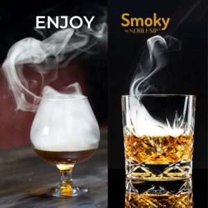 Whiskey Smoker Kit 𝗣𝗥𝗘𝗠𝗜𝗨𝗠 Smoky by NOBLESIP - Complete Bar Set to Smoke your Old Fashioneds and all your Favorite Cocktails. Great gift for Whisky, Bourbon, and Scotch lovers. 100% Natural Oak