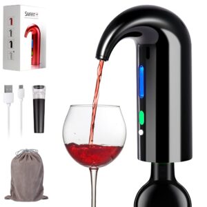 electric wine aerator, electric wine pourer and wine dispenser pump, multi-smart automatic filter wine dispenser with usb rechargeable for travel, home and bar(black)