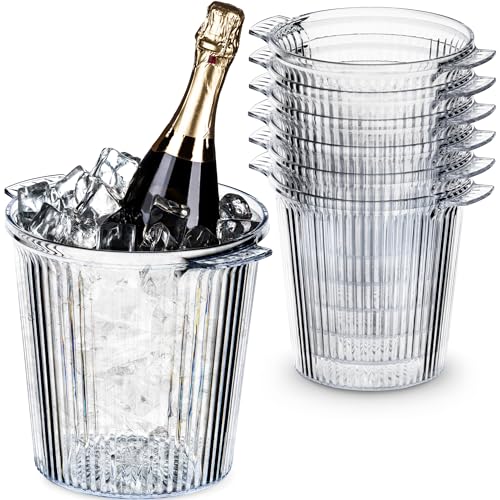 DecorRack 6 Pack Acrylic Ice Buckets with Handles, 2.5 Liter Crystal Clear Wine Buckets, Perfect Champagne Bottle Tubs for Parties (Pack of 6)