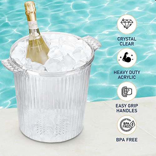 DecorRack 6 Pack Acrylic Ice Buckets with Handles, 2.5 Liter Crystal Clear Wine Buckets, Perfect Champagne Bottle Tubs for Parties (Pack of 6)