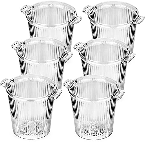 DecorRack 6 Pack Acrylic Ice Buckets with Handles, 2.5 Liter Crystal Clear Wine Buckets, Perfect Champagne Bottle Tubs for Parties (Pack of 6)