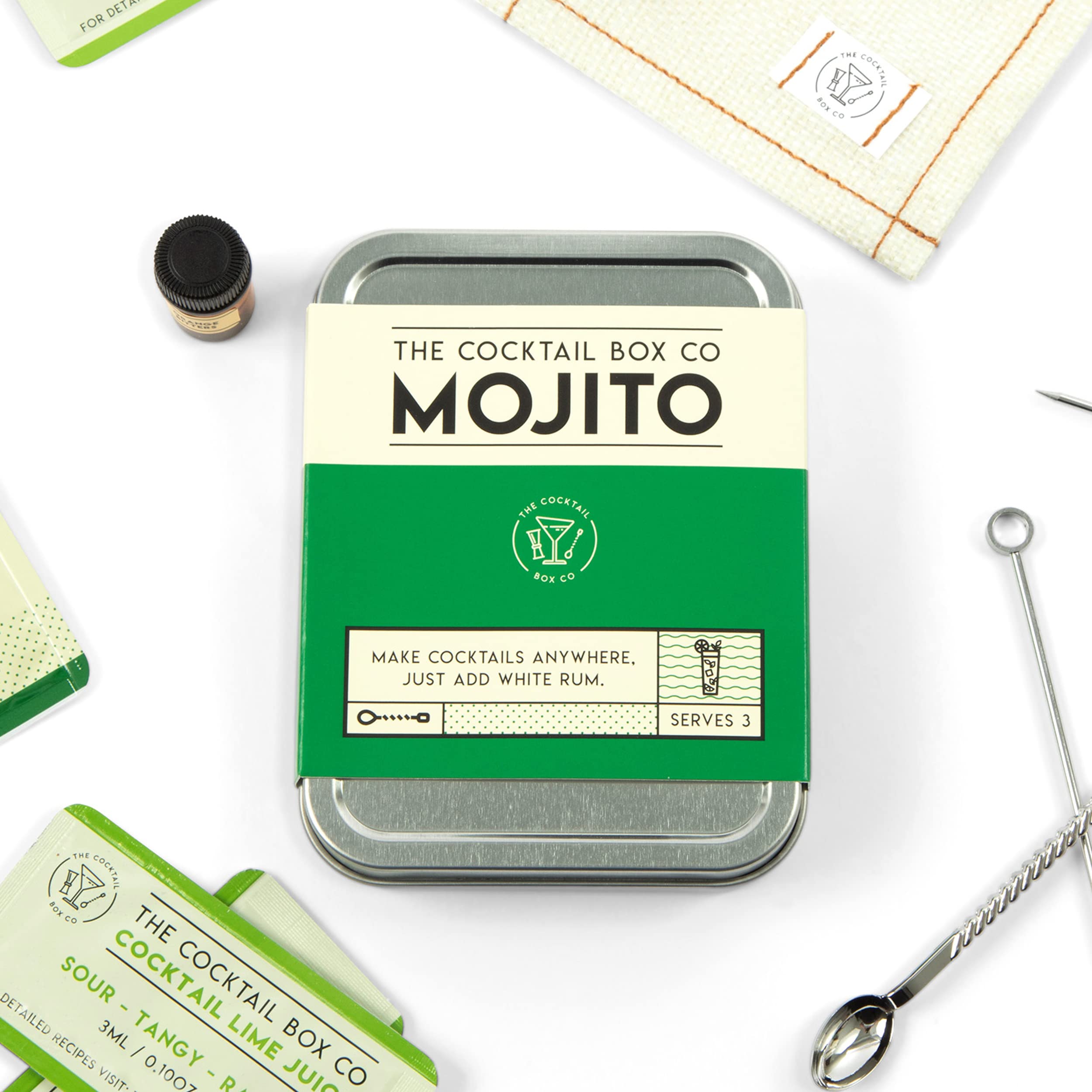 The Cocktail Box Co. Mojito Cocktail Kit - Premium Cocktail Kits - Make Hand Crafted Cocktails. Great Gifts for Him or Her Cocktail Lovers (1 Kit)