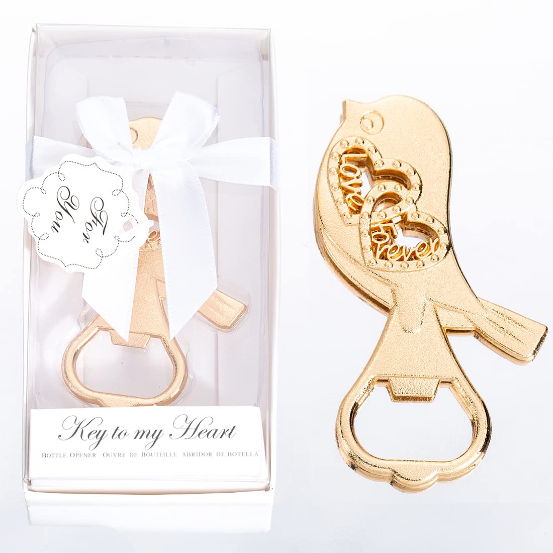 50 Packs Lovebirds Shape Love Forever Heart Design Bottle Openers for Wedding Favors to Guests, Bridal Shower Party Gifts, Souvenirs or Decorations for Guests (Lovebirds)