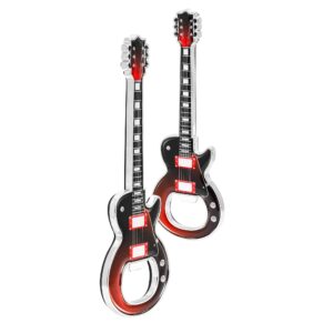 LanHong 2 Piece/Set Bottle Opener Beer Bottle Openers Guitar Shaped Bottle Opener Guitar Gift Kitchen Gadgets for Drinkers Music Guitar Lover (Black red)