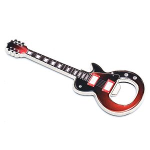 LanHong 2 Piece/Set Bottle Opener Beer Bottle Openers Guitar Shaped Bottle Opener Guitar Gift Kitchen Gadgets for Drinkers Music Guitar Lover (Black red)