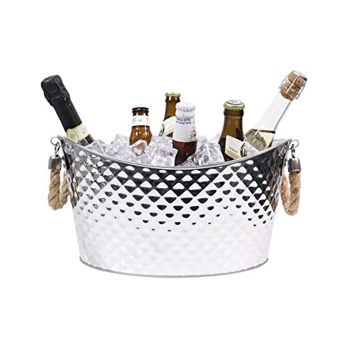 Tnoeuz 9L Large Ice Bucket, Stainless Steel Beverage Tub with Double Handles, Champagne Bucket for Weddings,Family Party and Business Party